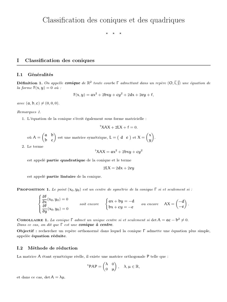 Coniques Quadriques | PDF