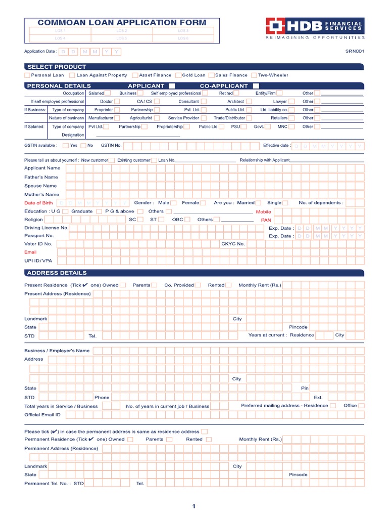Common Loan Application Form - English | PDF | Loans | Securities (Finance)