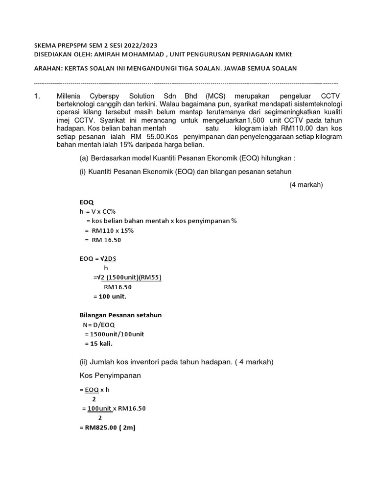 SKEMA - PREPSPM SEM KMKT 2 SESI 202223 | PDF | Bisnis | Teknologi & Rekayasa