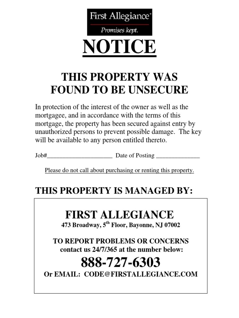 Vacant Property Notice Rekey Warning Sign Combo1 | PDF