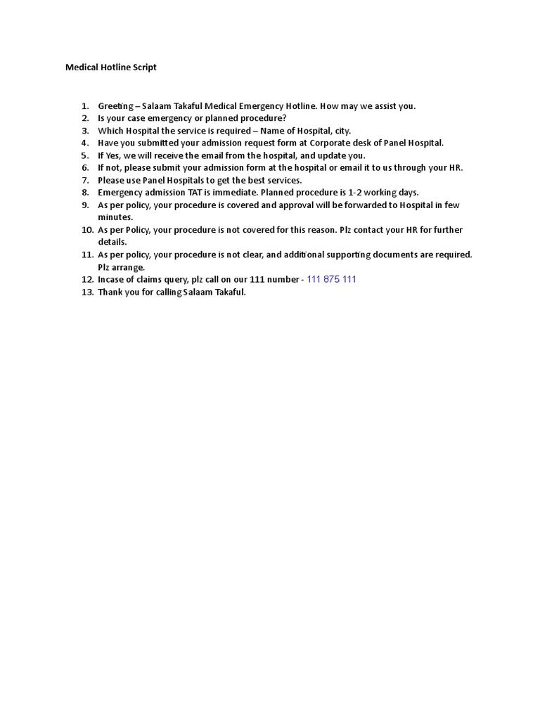 Hotline Script | PDF