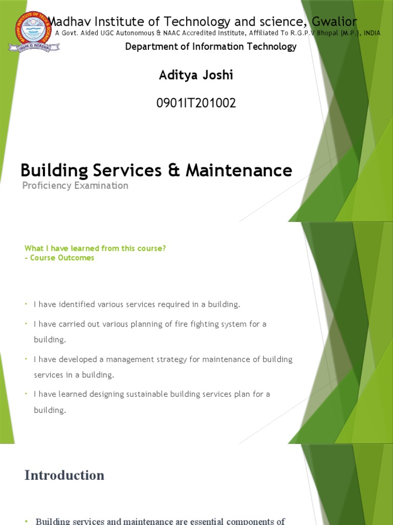 Building Services Maintenance Presentation Pdf Building