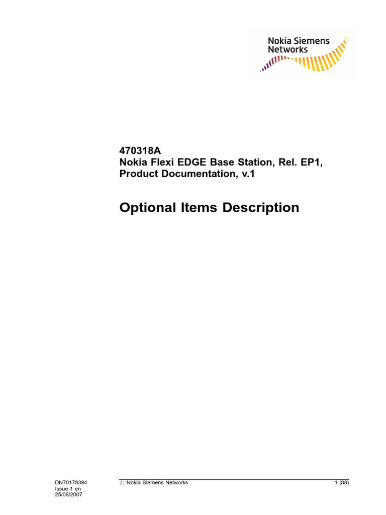 Nokia Flexi BTS Optional Items Description | PDF