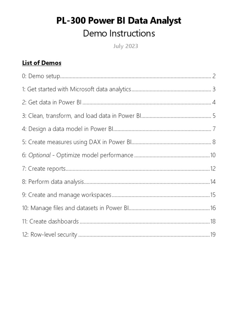 PL 300T00A ENU DemoInstructions | PDF