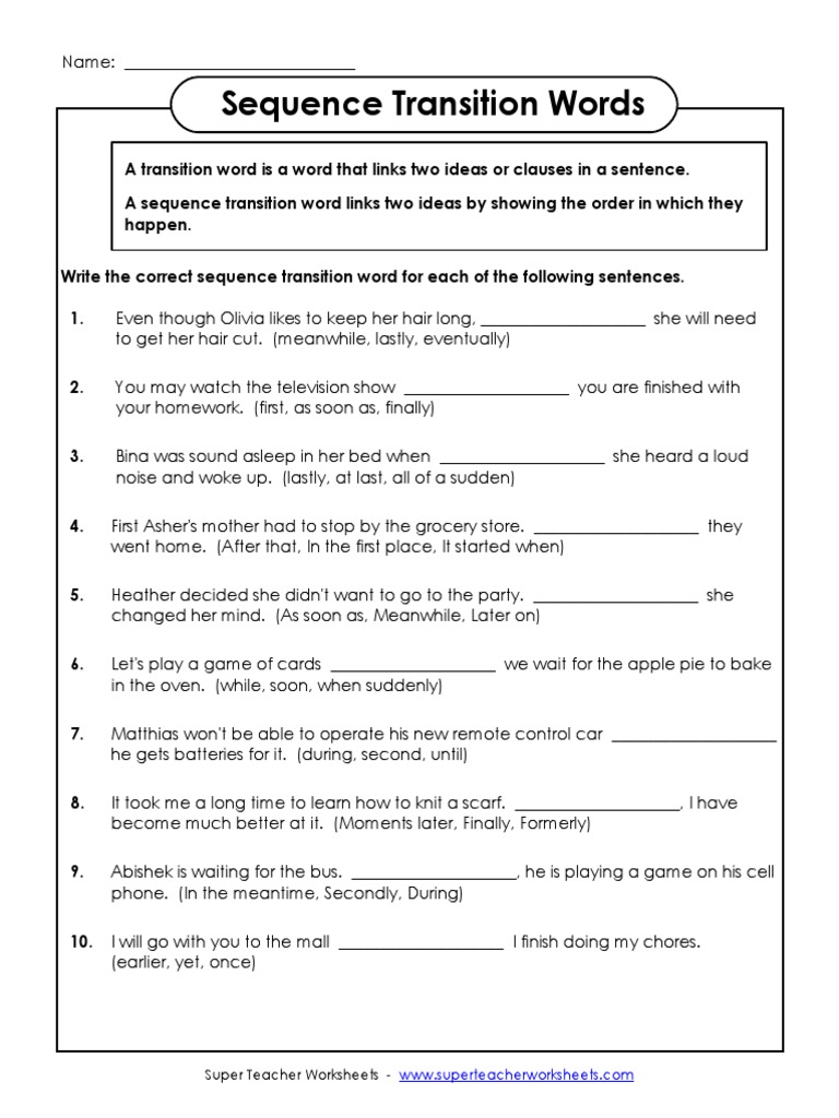Transition Words PRACTICE | PDF | Language Arts & Discipline