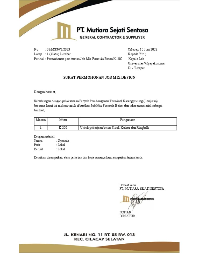 Surat Permohonan JMD | PDF
