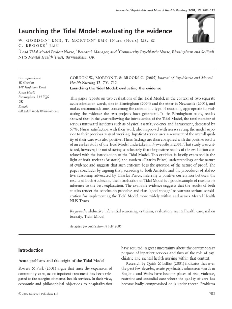 Launching The Tidal Model | PDF | Nursing | Mental Health