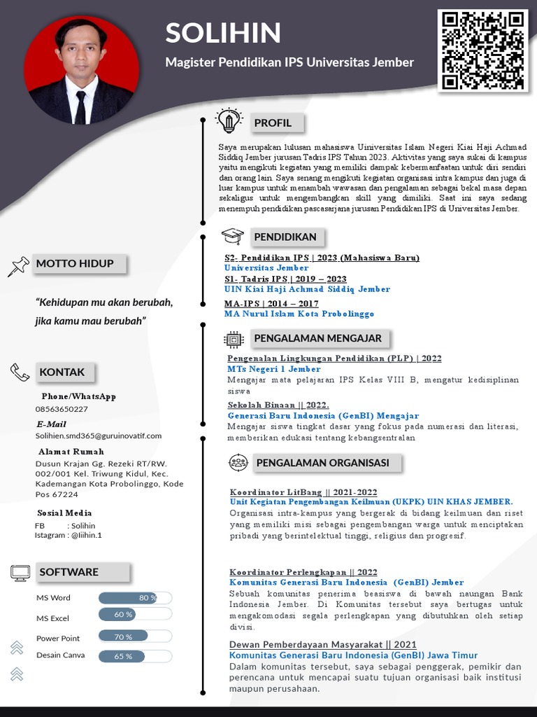 Profil Solihin: Mahasiswa S2 Pendidikan IPS | PDF | Karier & Perkembangan