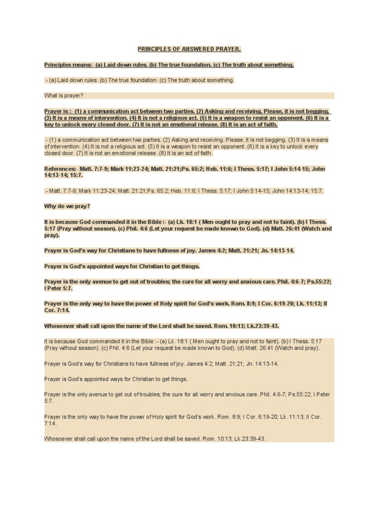 Principles of Answered Prayer | PDF | Prayer | Lord's Prayer