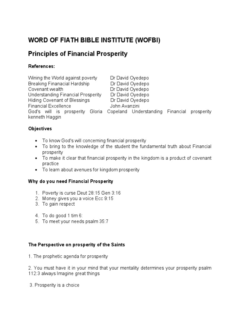 Principles of Financial Prosperity | PDF