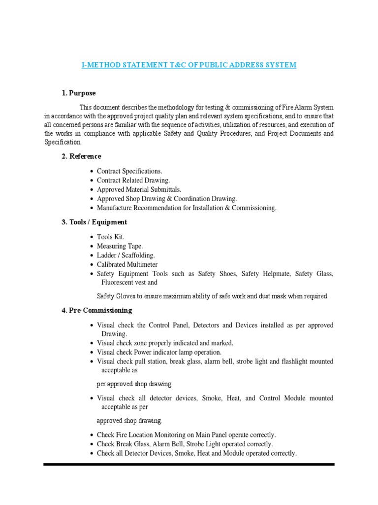 Public Address System Testing Checklist | PDF