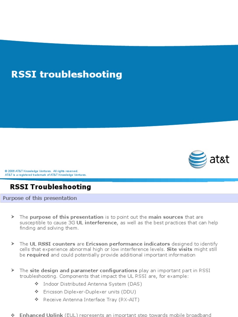 RSSI Troubleshooting Guide for 3G UL | PDF