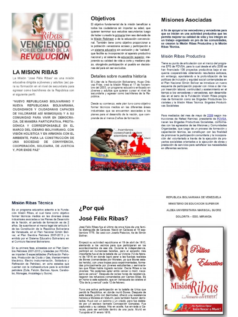 Triptico Mision Ribas para Imprimir | PDF