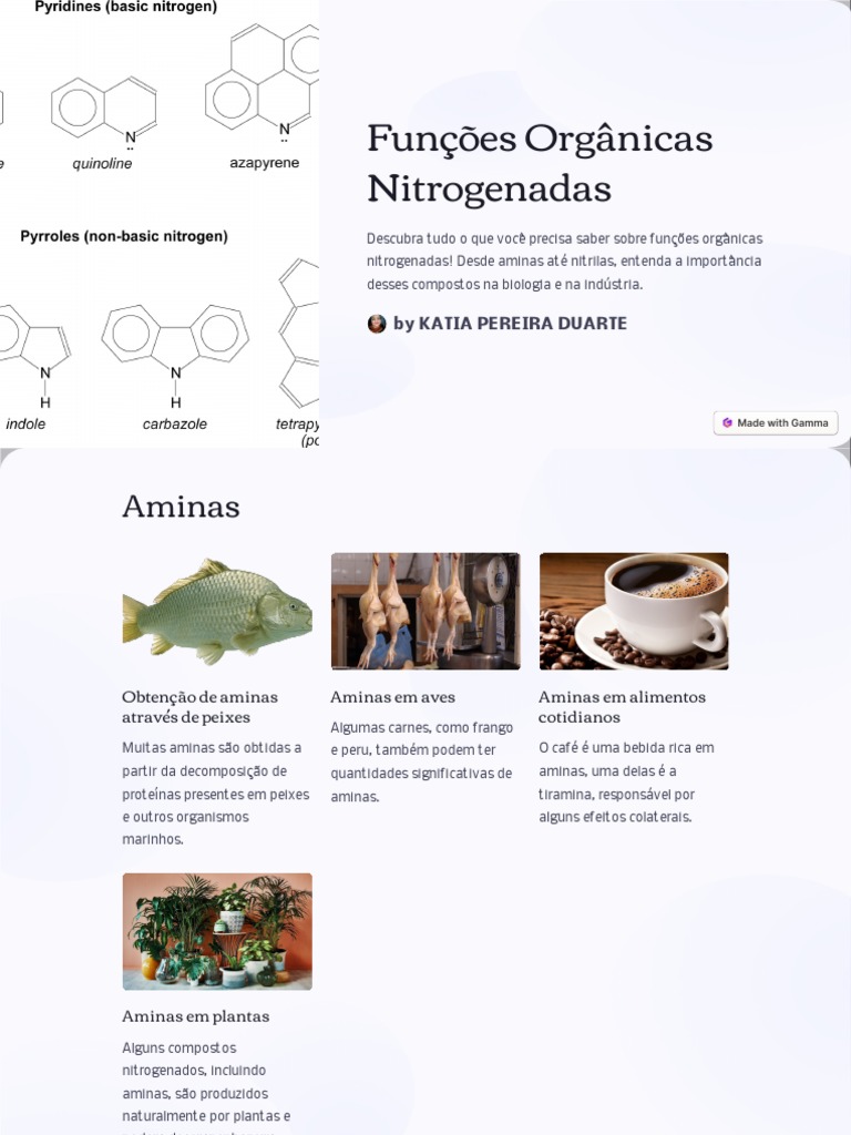 Funcoes Organicas Nitrogenadas | PDF | Nitrogênio | Amina