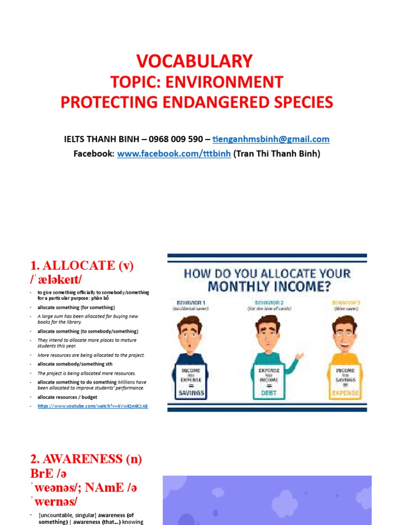 Vocabulary - Environment - Protecting Endangered Species | Download ...