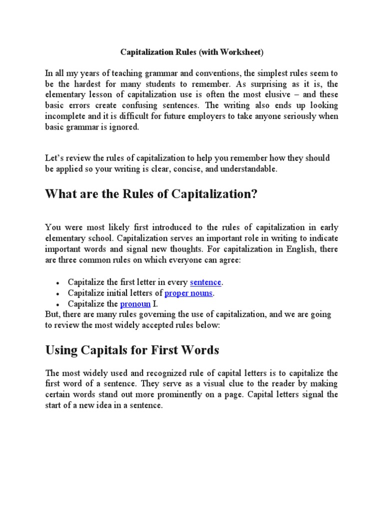 Capitalization Rules | PDF