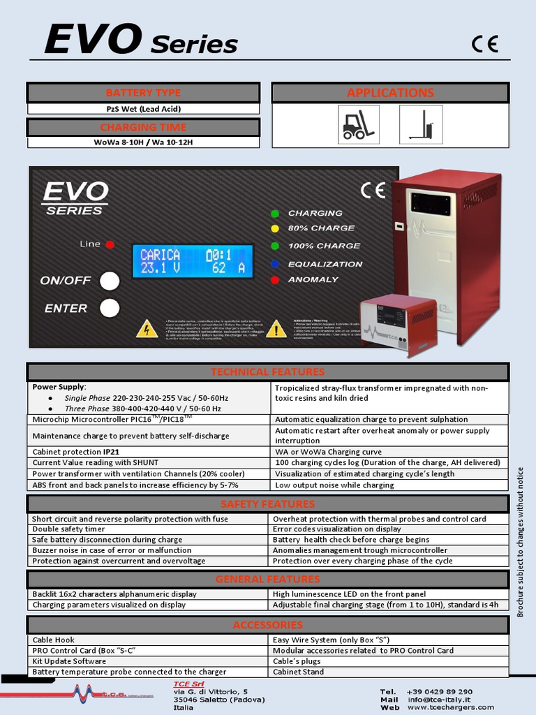 Evo Series | PDF | Battery Charger | Electrical Components