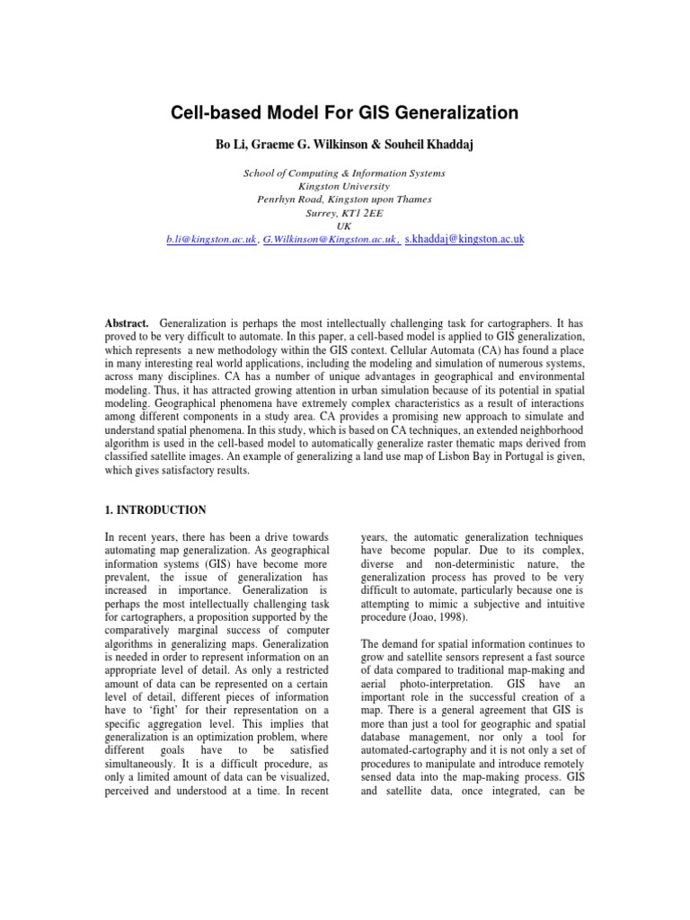 Cell-Based Model For GIS Generalization | PDF | Geographic Information System | Spatial Analysis