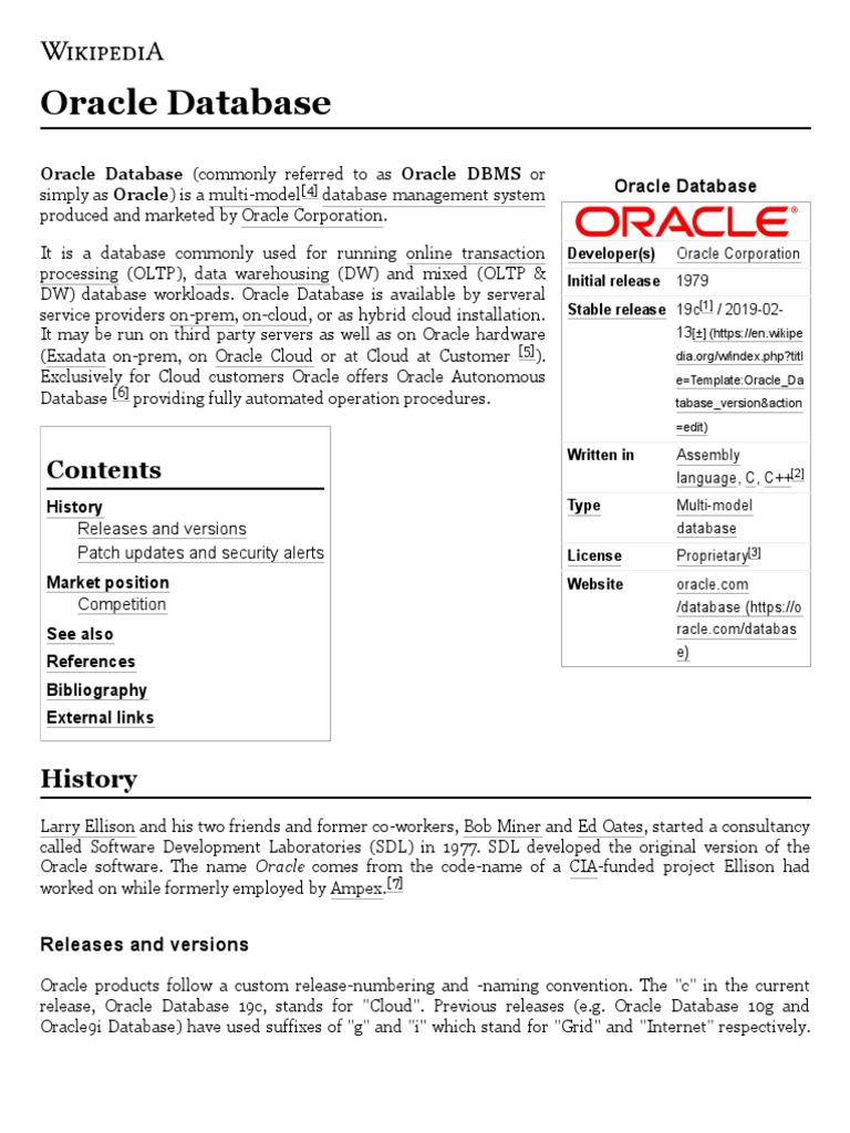 Oracle Versions | PDF