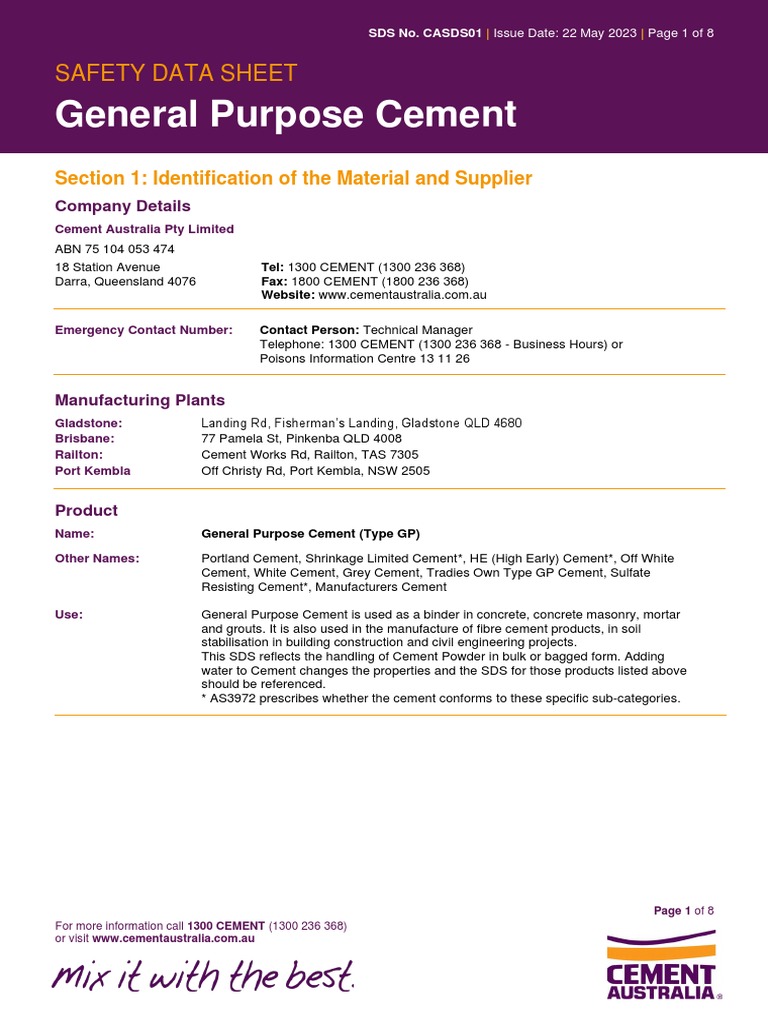 General Purpose Cement SDS | PDF