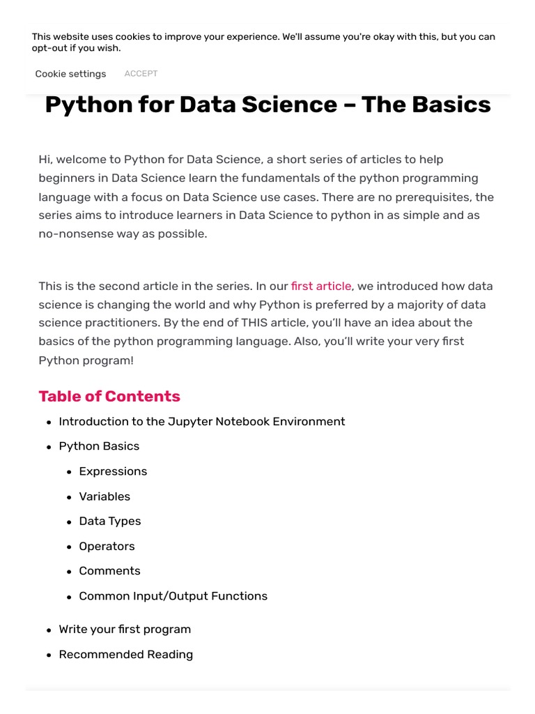 Python For Data Science - The Basics - Data Science Parichay | PDF ... Python For Data Science - The Basics - Data Science Parichay | PDF ...