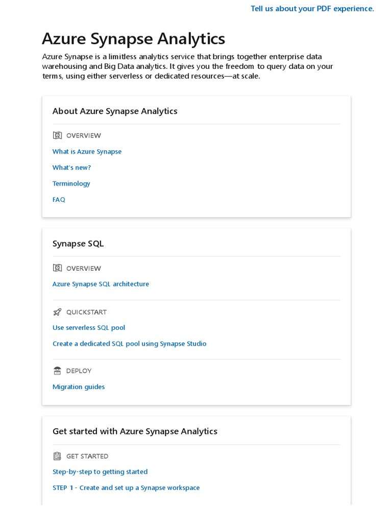 Azure Synapse Analytics | PDF | Apache Spark | Microsoft Azure