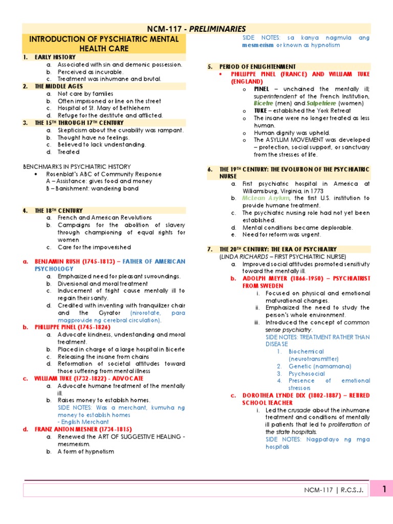 NCM 117 Psychiatric Nursing | PDF NCM 117 Psychiatric Nursing | PDF