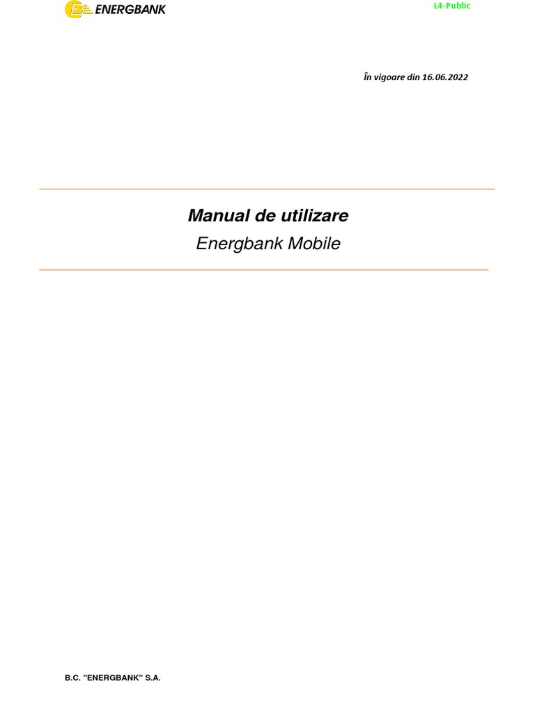 Manual de Utilizarea A Aplicației Energbank Mobile | PDF