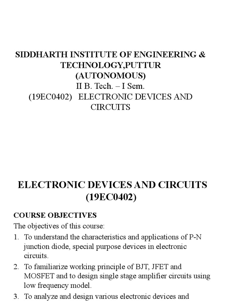 Edc Unit 1 | PDF | P–N Junction | Diode