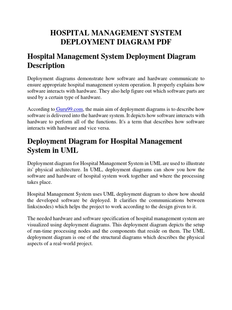 Hospital Management System Deployment Diagram PDF | PDF | Unified ...