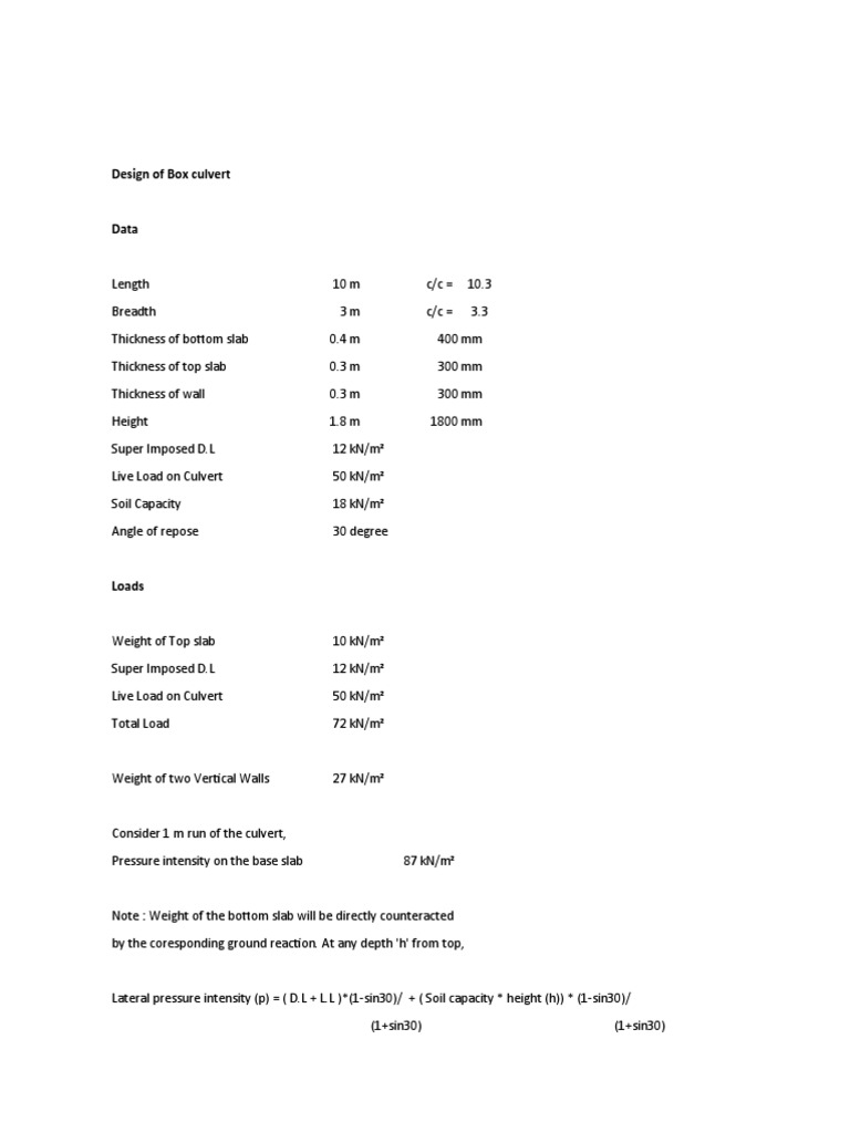 Box Culvert New | PDF | Bending | Structural Engineering