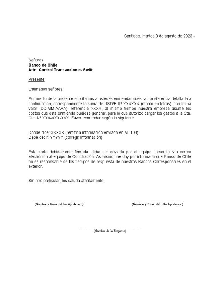 Carta Tipo Enmienda 2 0 | PDF