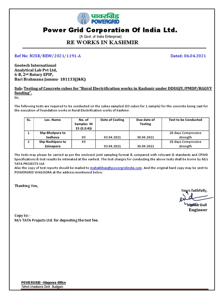 Cube Testing Letters-Signed | PDF | Concrete | Geotechnical Engineering
