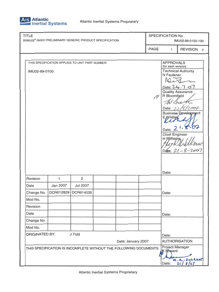IMU02-89-0100-130 Rev 2 | PDF