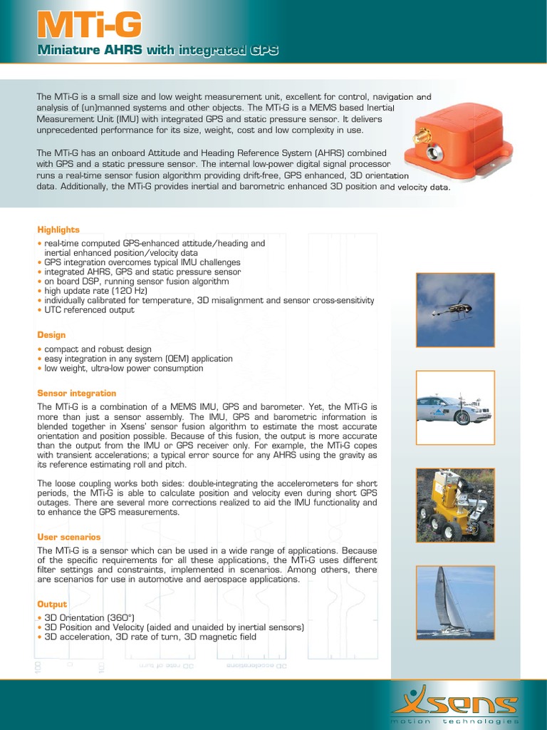 Leaflet MTi-G | PDF | Inertial Navigation System | Computer Engineering