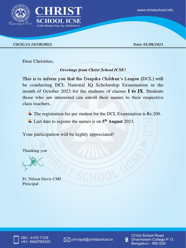 Circular DCL IQ Examination 2023 | PDF