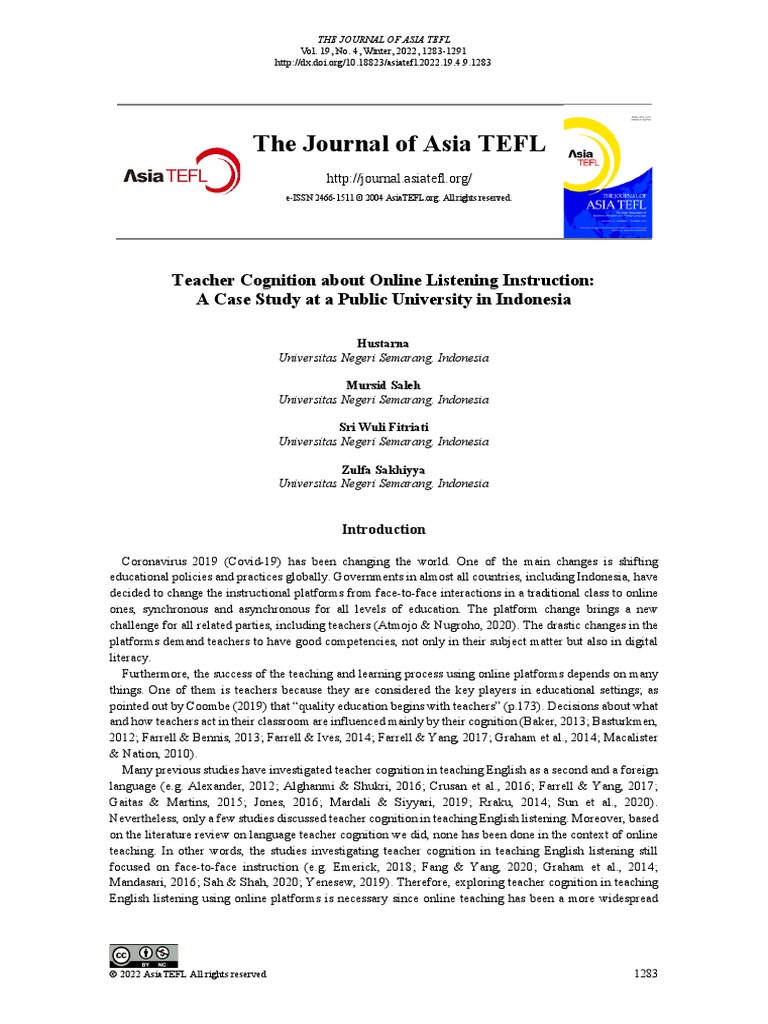 The Journal of Asia TEFL | PDF | Reading Comprehension | Teachers