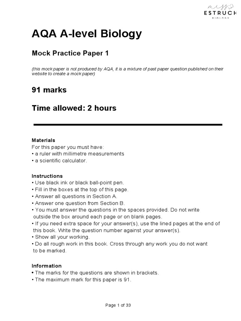 Mock Paper 1 Sfp7r1 | PDF | Endoplasmic Reticulum | Messenger Rna
