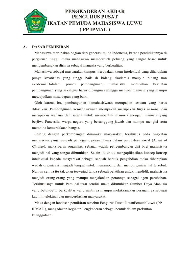 Proposal Pengkaderan | PDF