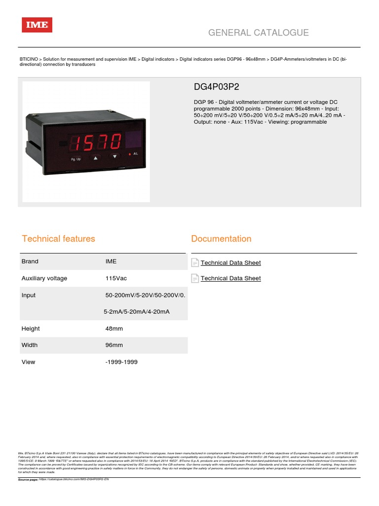 BTicino IMS-DG4P03P2 | PDF | Electromagnetism | Electronics