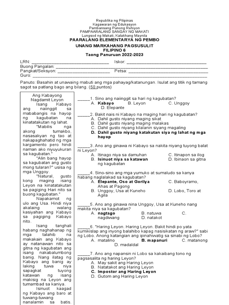 Filipino 6 | PDF