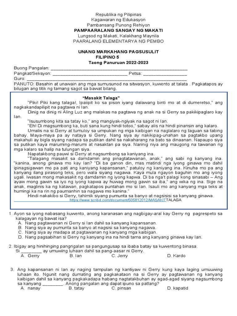 Filipino 5 | PDF