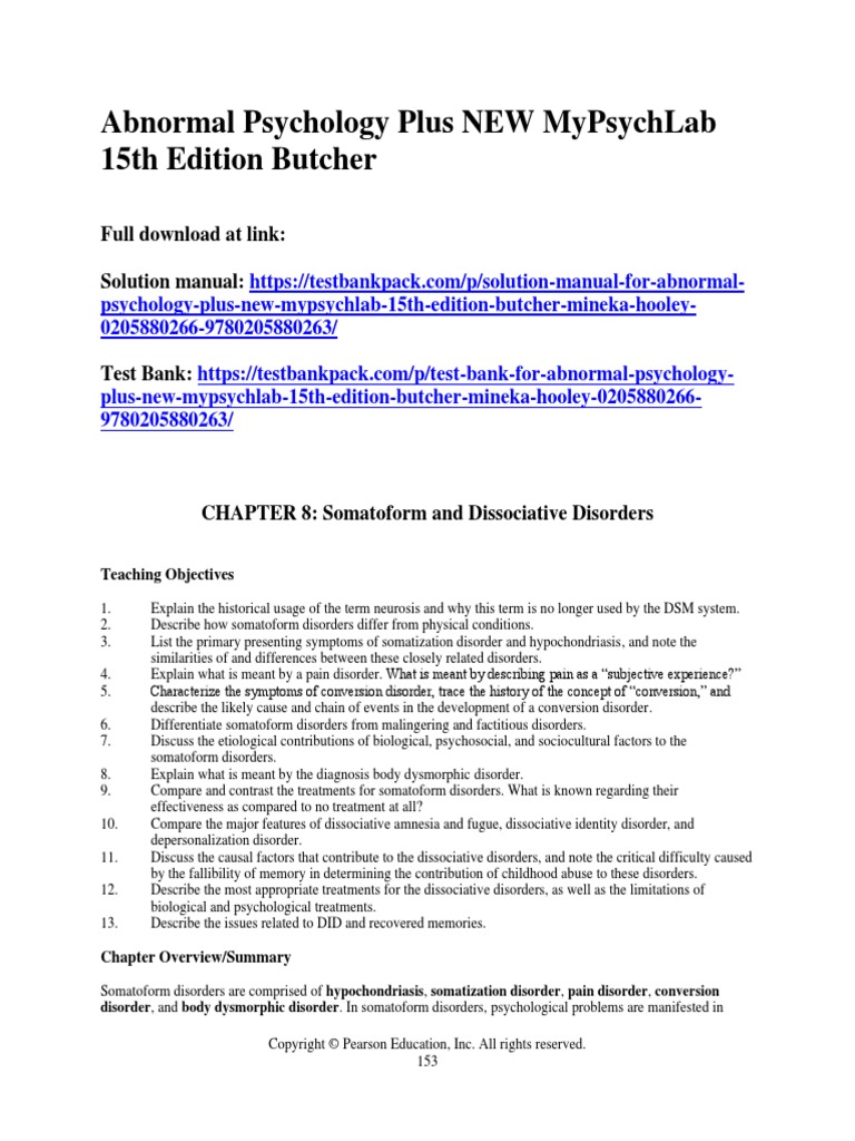 Abnormal Psychology Plus NEW MyPsychLab 15th Edition Butcher Solutions ...