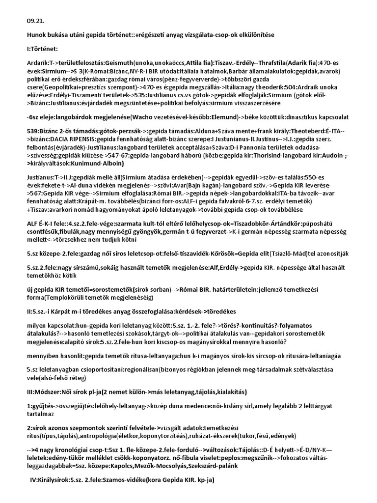 2 Hunok Bukása Utáni Gepida Történet Régészeti Anyag Vizsgálata-Csop-Ok Elkülönítése | PDF