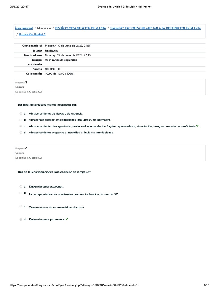 Evaluación Unidad 2 - Revisión Del Intento | PDF Evaluación Unidad 2 - Revisión Del Intento | PDF