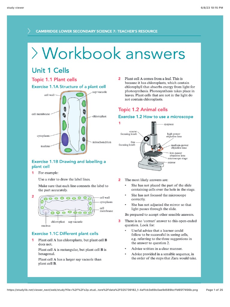 Cambridge Lower Secondary Science Workbook 7 | PDF