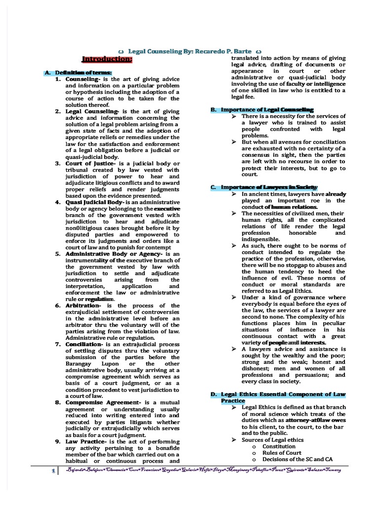 Legal Counseling Definitions | PDF | Justice | Crime & Violence