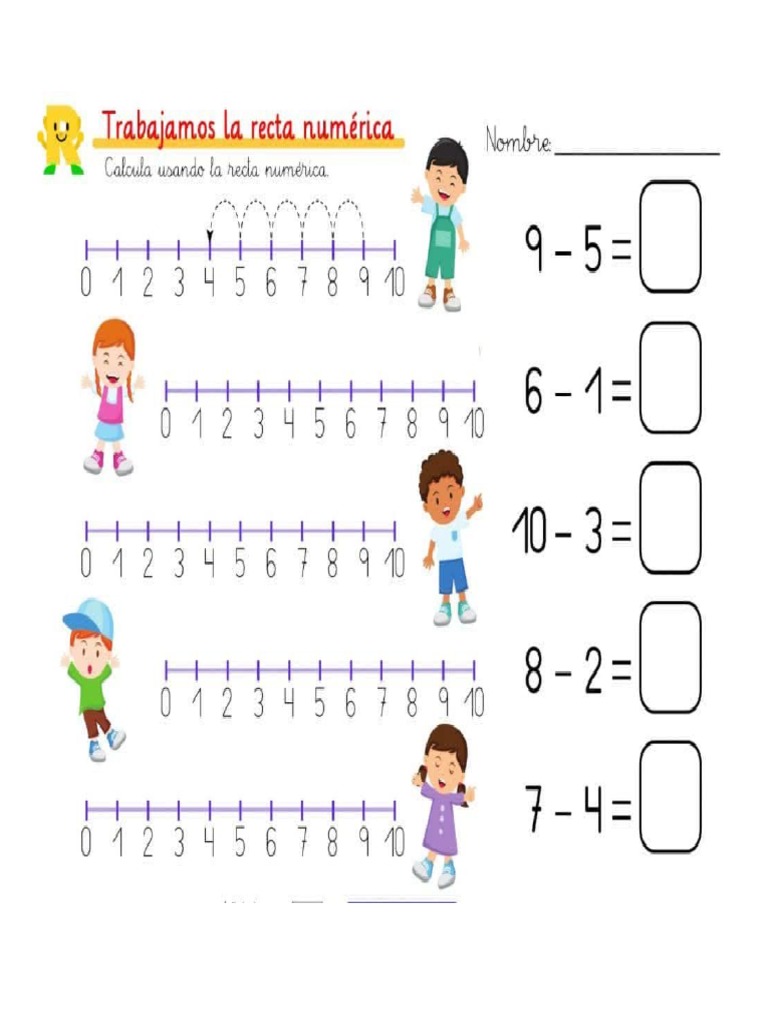 Restas Con La Recta Numerica Primeros Básicos | PDF