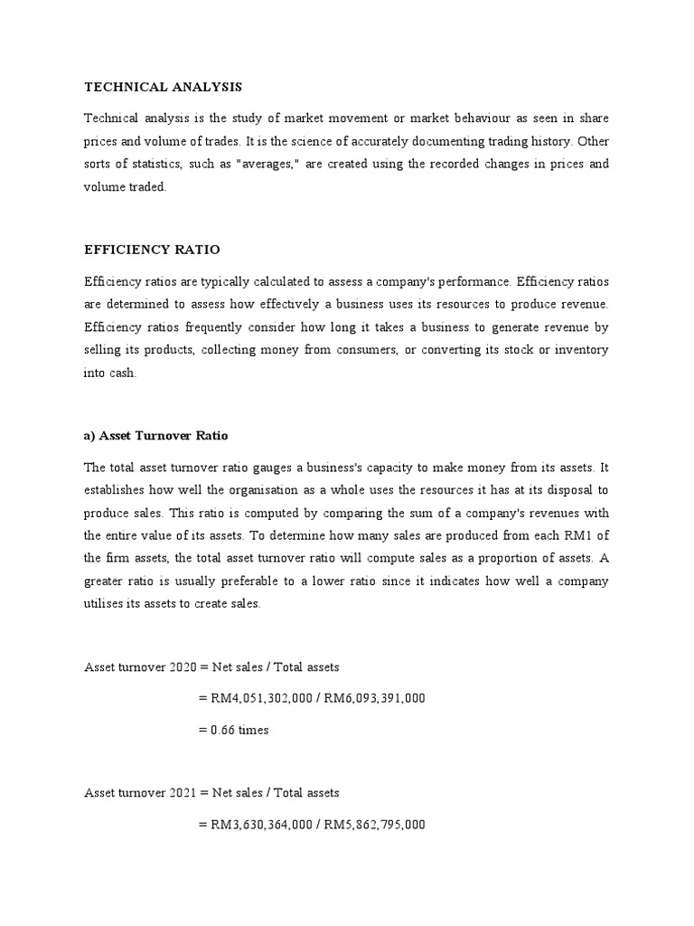 Technical Analysis & Efficiency Ratio | PDF | Revenue | Inventory