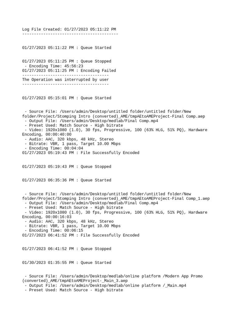 AMEEncoding Log | PDF
